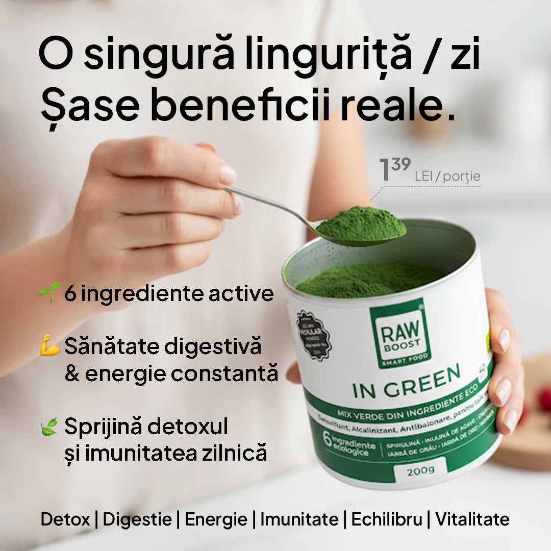 In Green, mix verde ecologic anti-balonare, detoxifiant, pentru talie ...